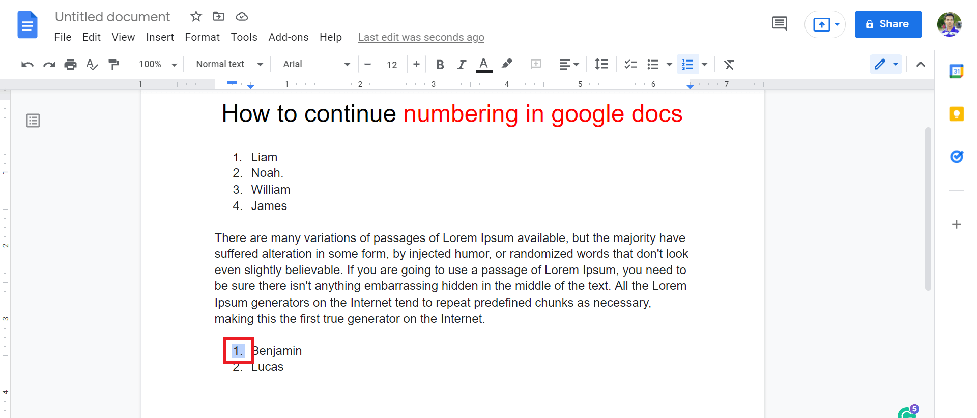  How To Continue Numbering In Google Docs 2022 With Video 