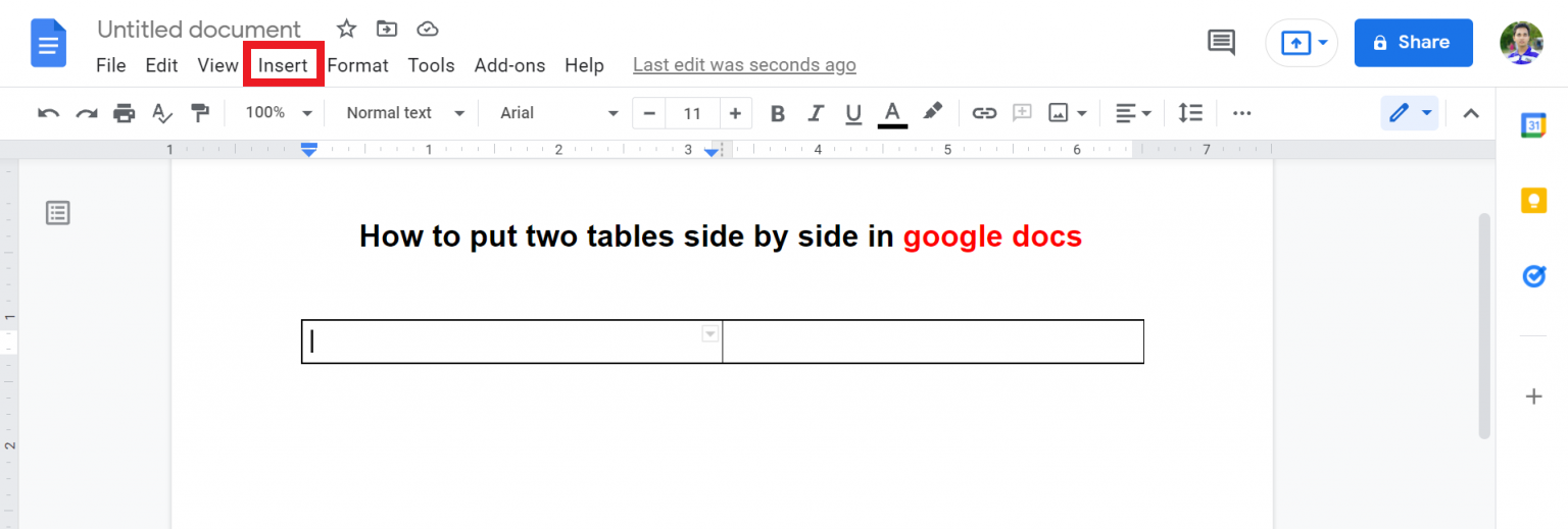 How To Put Two Tables Side By Side In Google Docs 2022 Video