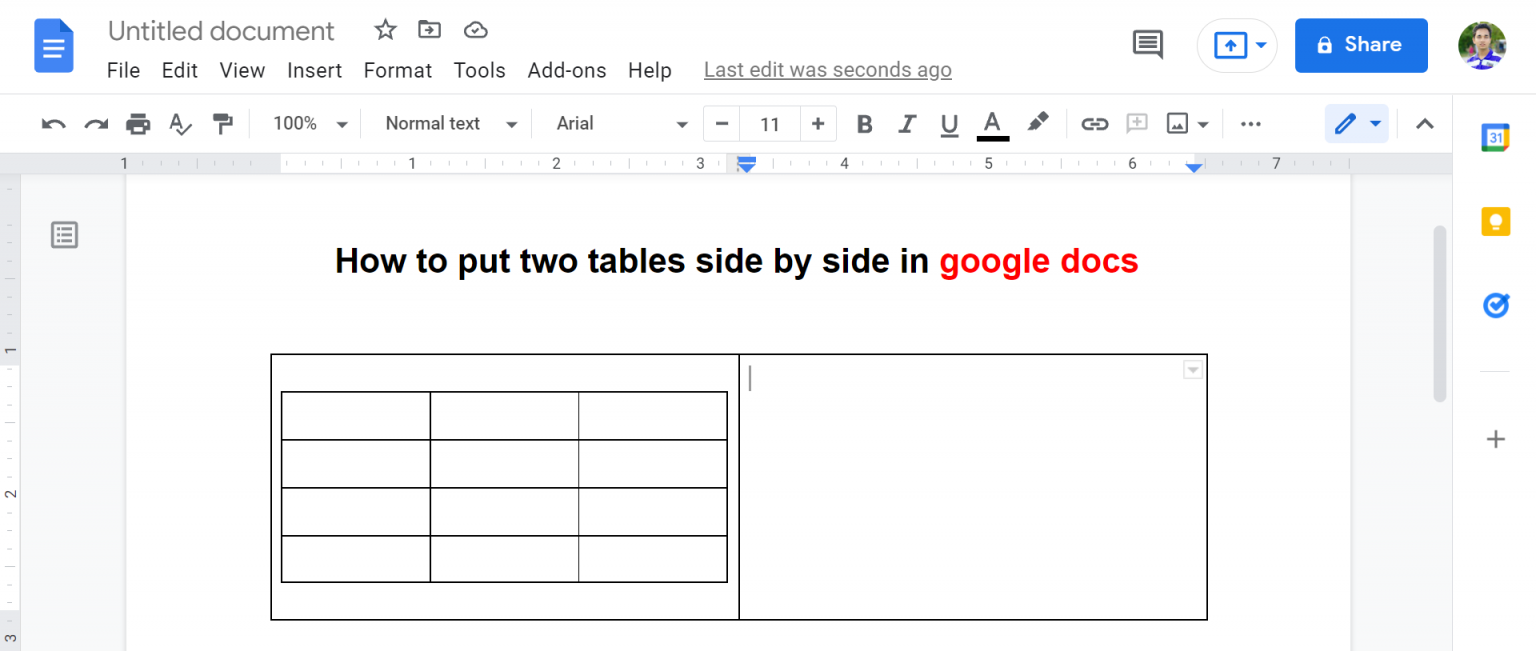 How To Put Two Tables Side By Side In Google Docs 2022 Video