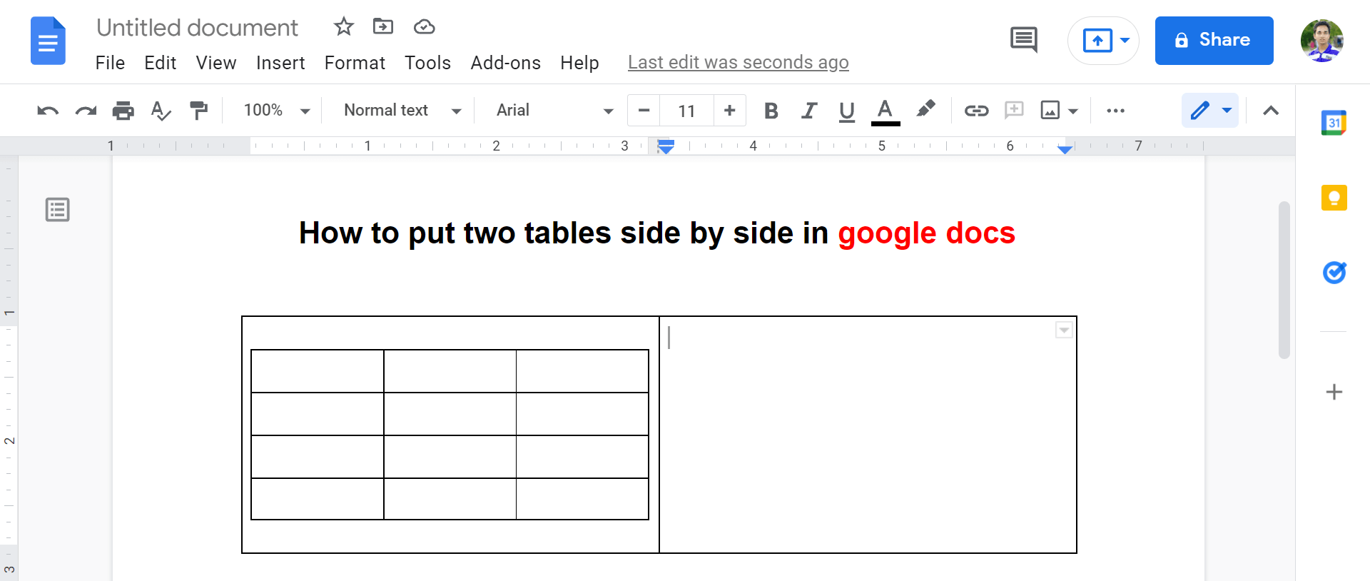 How To Put Two Tables Side By Side In Google Docs 2022 Video