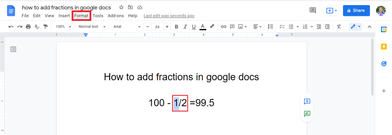 How To Add Fractions In Google Docs 2 Easy Methods 2022 