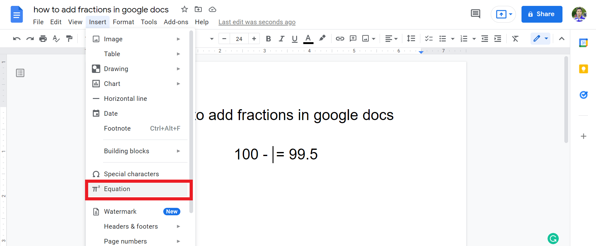 How To Add Fractions In Google Docs 2 Easy Methods 2022 