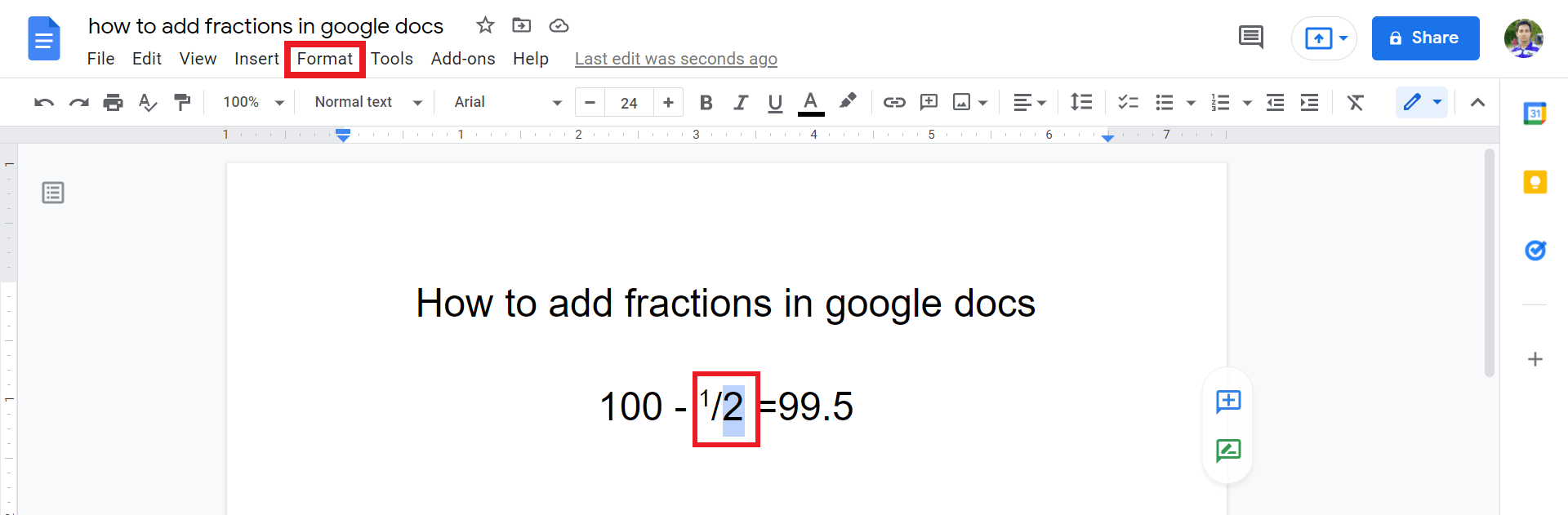 How To Add Fractions In Google Docs 2 Easy Methods 2022 