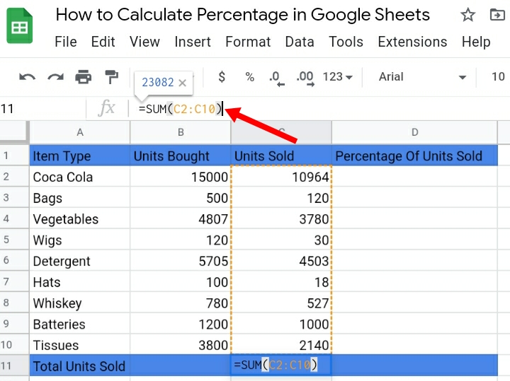  How To Calculate Percentage In Google Sheets Screenshot 