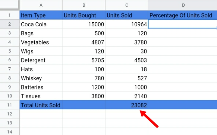 How To Calculate Percentage In Google Sheets Screenshot 