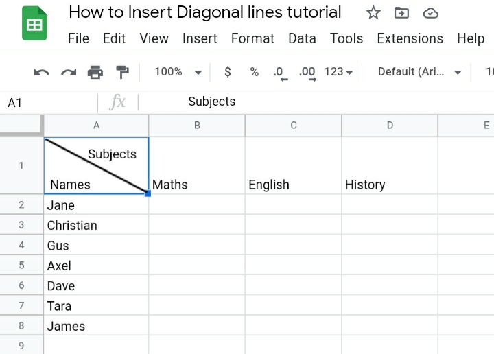 How To Insert Diagonal Line In Cell In Google Sheets 2022 